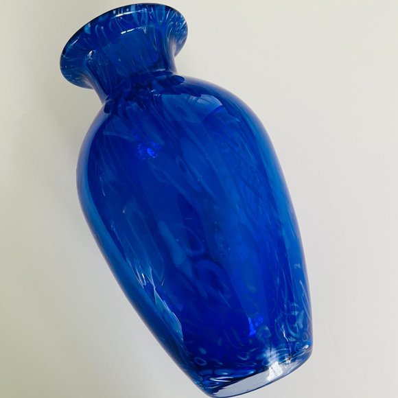 Art Glass | Accents | Art Glass Vase Cobalt Blue Hand Blown Swirl ...